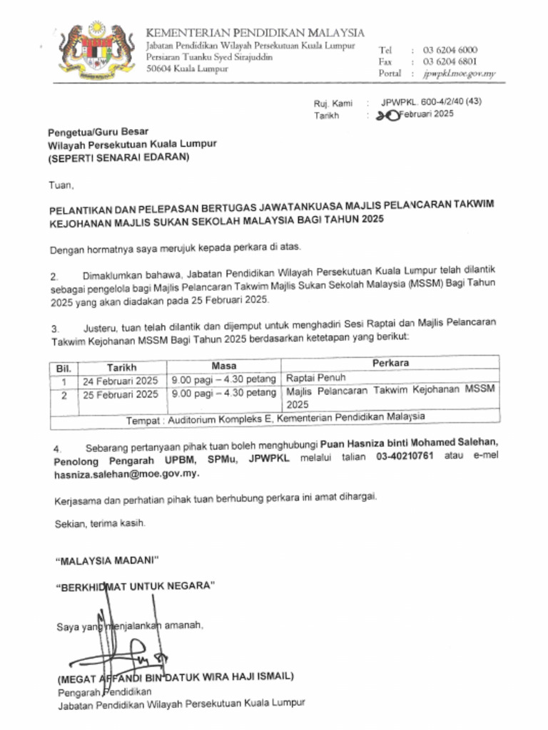 43 Raptai Dan Pelantikan JK Pelancaran Takwim MSSM | PDF