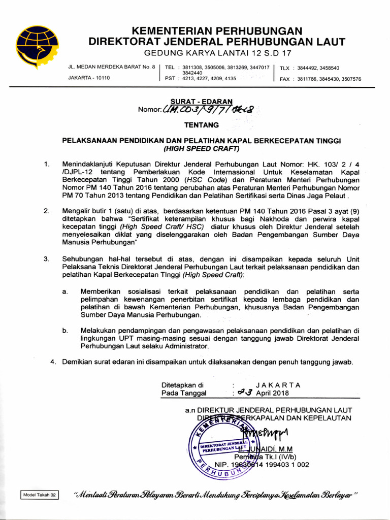 Se TTG Pelaksanaan Pendidikan Dan Pelatihan Kapal Berkecepatan Tinggi ...
