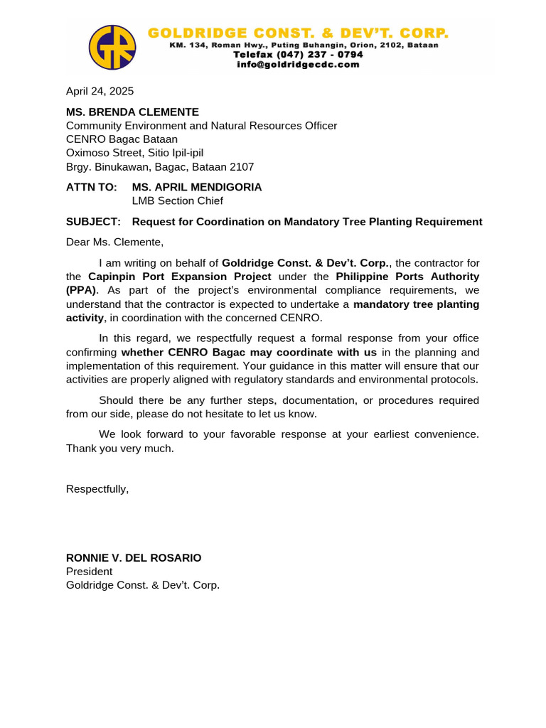 Tree Planting Coordination Request | PDF