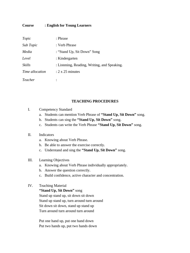 Teaching Procedures Using Songs_EYL | PDF | Teachers | Learning