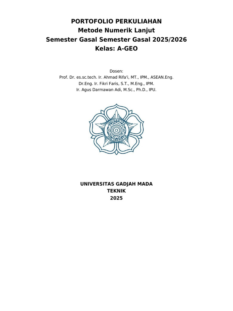 Rencana Pembelajaran Metode Numerik 2025 | PDF
