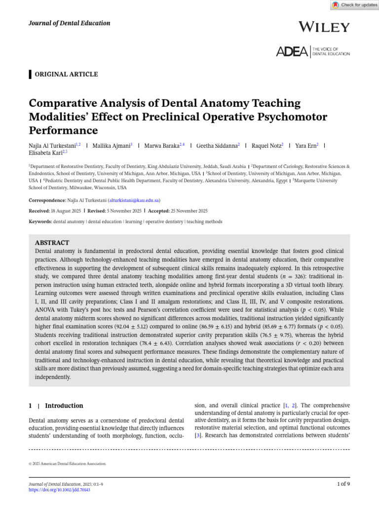 Journal of Dental Education - 2025 - Al Turkestani - Comparative ...