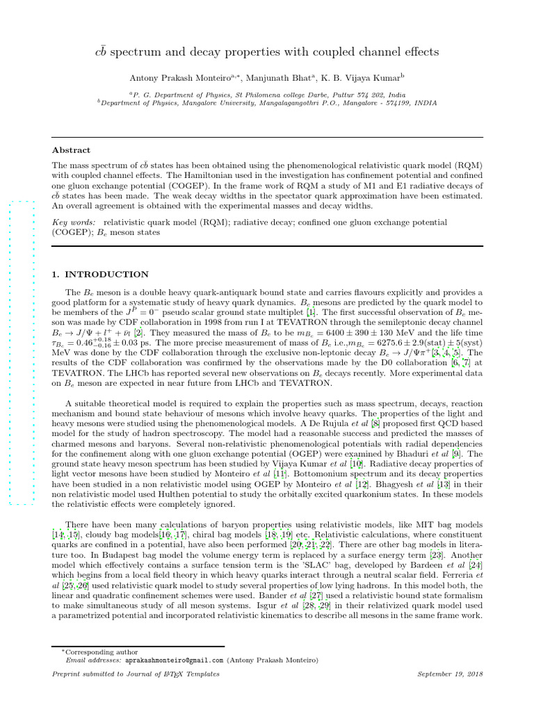 c ¯b spectrum and decay properties with coupled channel effects | PDF ...