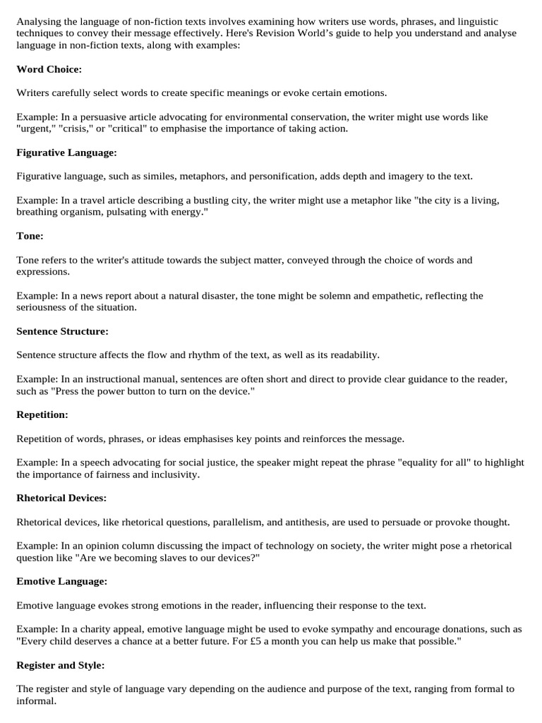 Analysing the Language of Non Fiction Revisionworld | PDF | Non Fiction