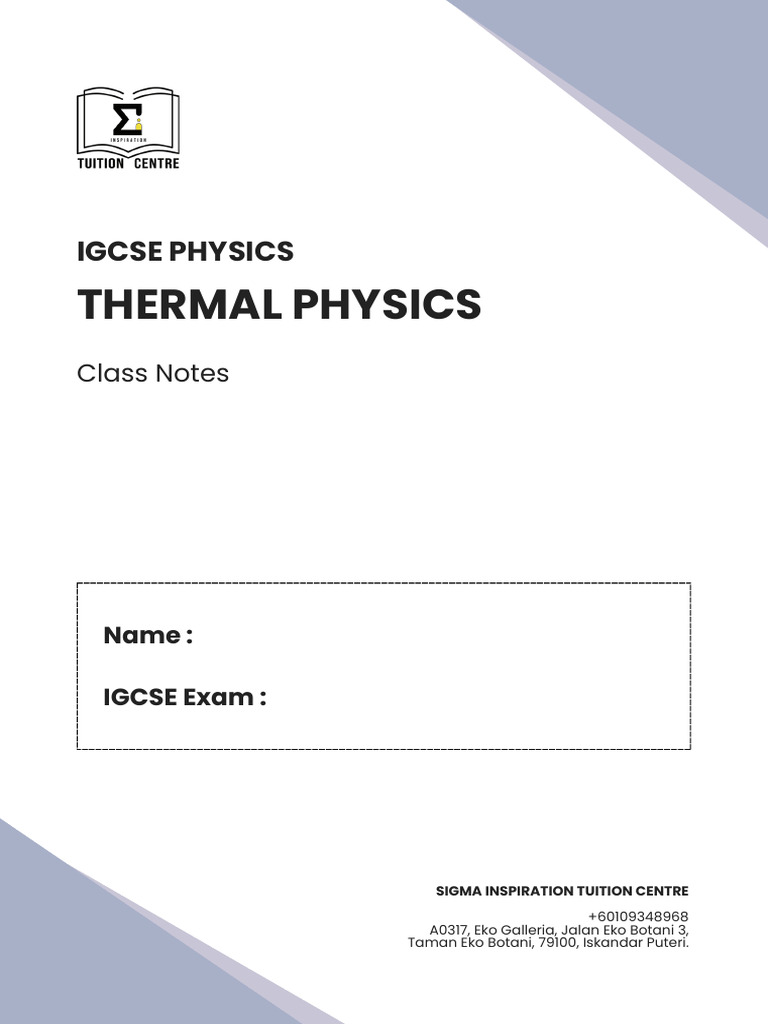 IGCSE Physics: Thermal Physics Notes | PDF | Gases | Evaporation