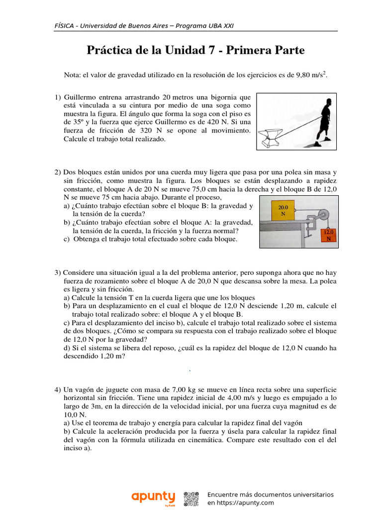 Unidad 7 - Trabajo y Energia Parte 1 | PDF | Fricción | Fuerza