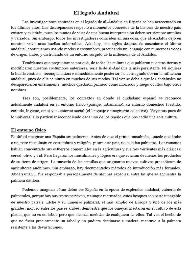 Legado Andalusí en la Cultura Española | PDF | Al Andalus | España