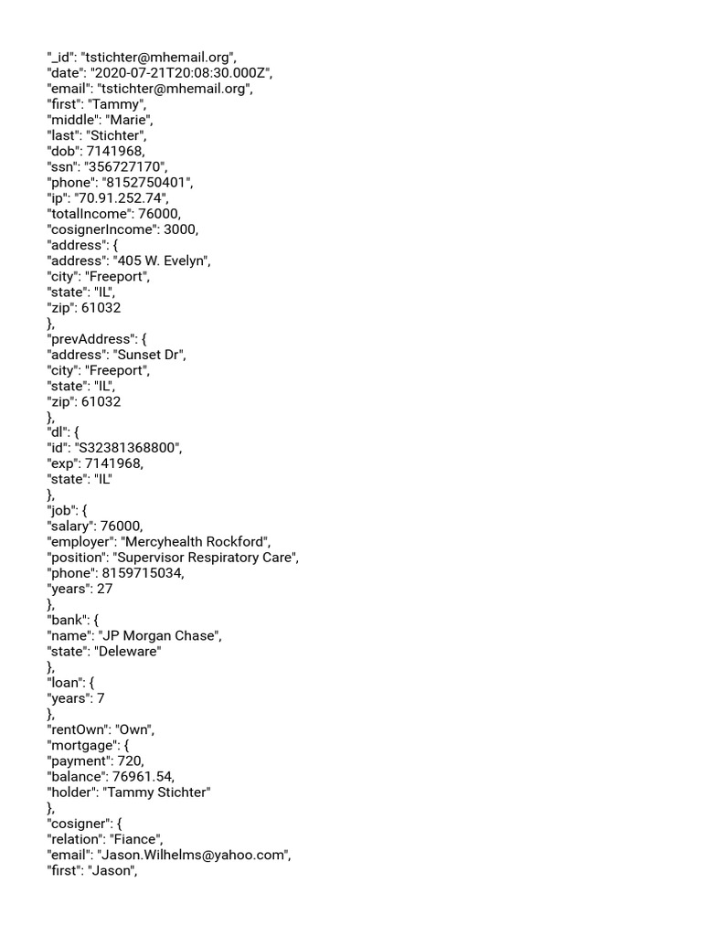 Full Personal Data Records | PDF | Mortgages | Down Payment