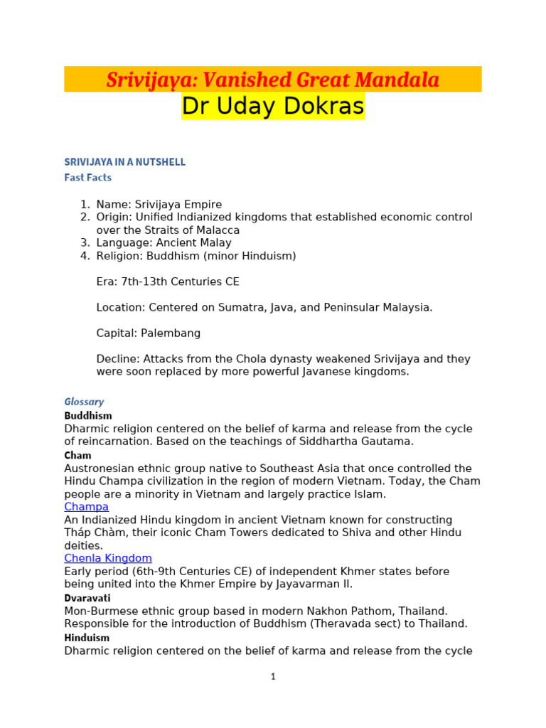 History of the Srivijaya Empire | PDF | Silk Road