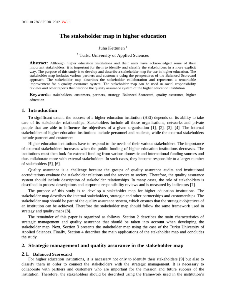 Stakeholder Map for Higher Education | PDF | Strategic Management ...