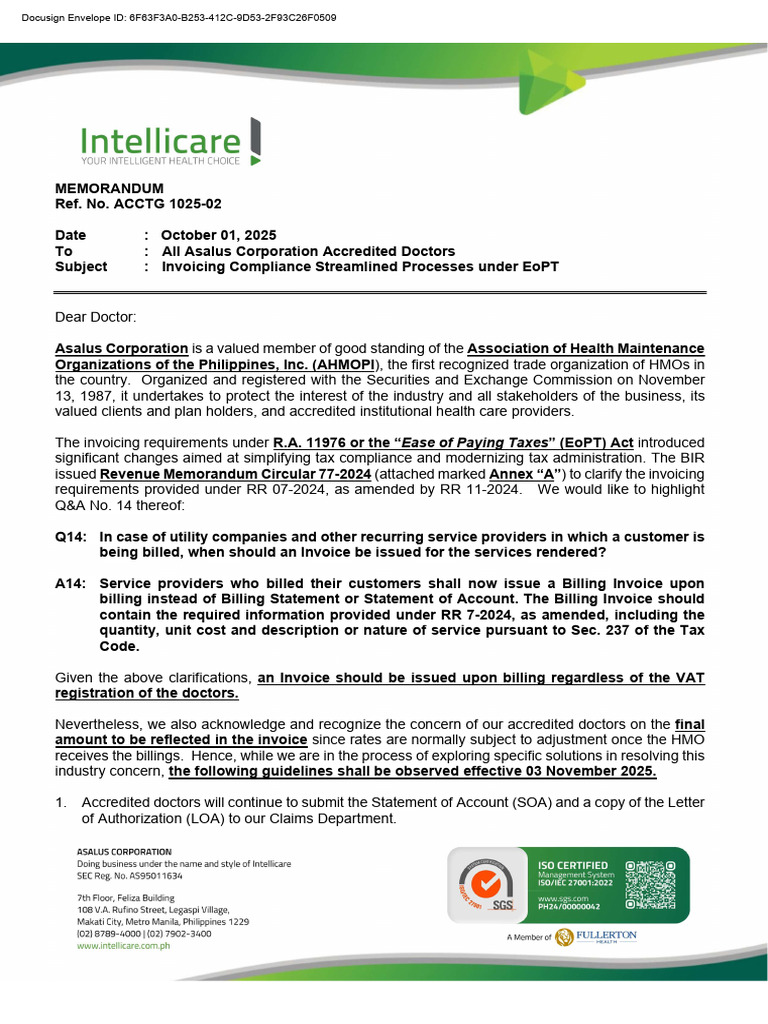 Doctors_Invoicing Compliance StreamlinedProcesses Under EoPT_BACOLOD2 ...