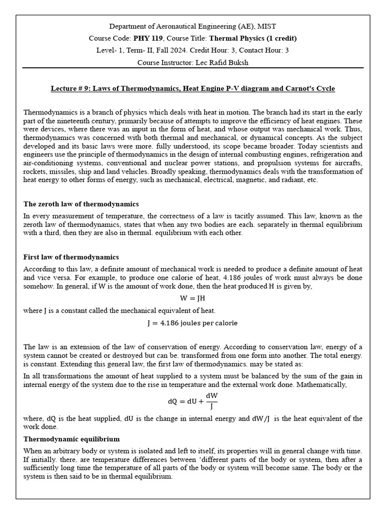 Thermal Physics: Laws of Thermodynamics | PDF | Heat | Thermodynamics