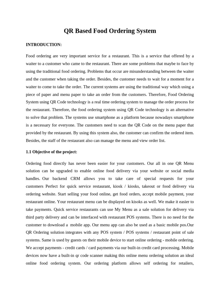 QR Code Food Ordering System Overview | PDF | Point Of Sale | Python ...