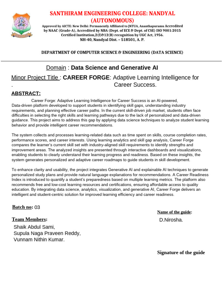 Minor Project Abstract-2 | PDF | Artificial Intelligence | Intelligence ...