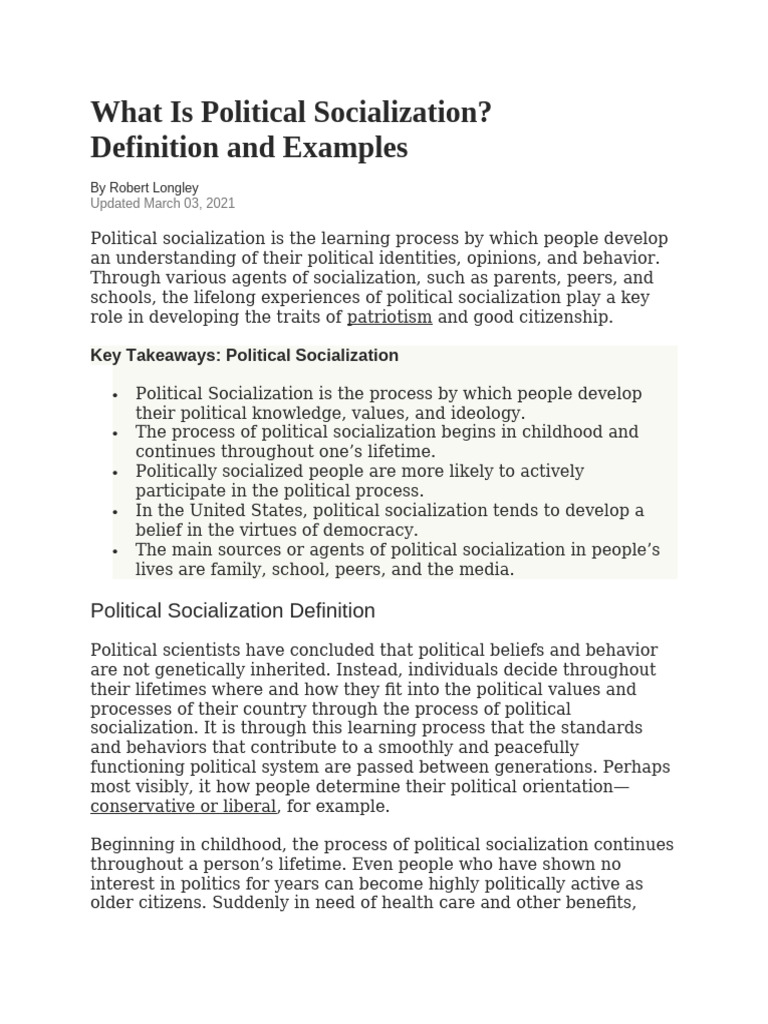 What is Political Socialization | PDF | Socialization | Adolescence