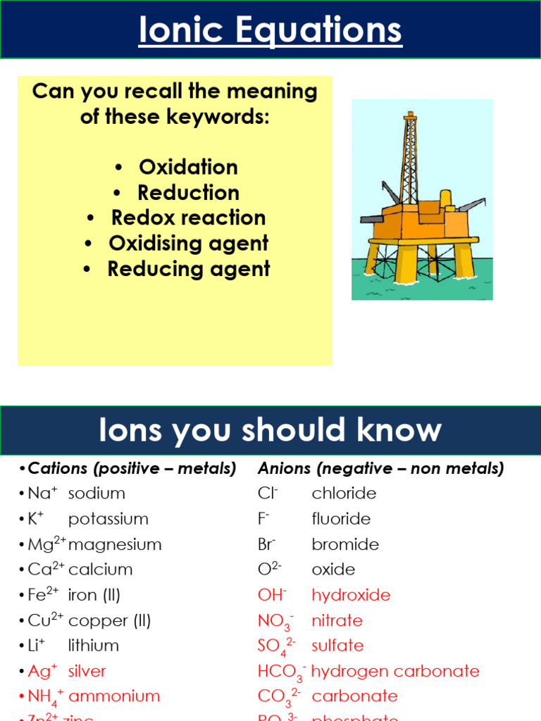 Copy of IGCSE Topic 6.4 Chemistry Lesson 2 Ionic Equations | PDF | Hydroxide | Redox