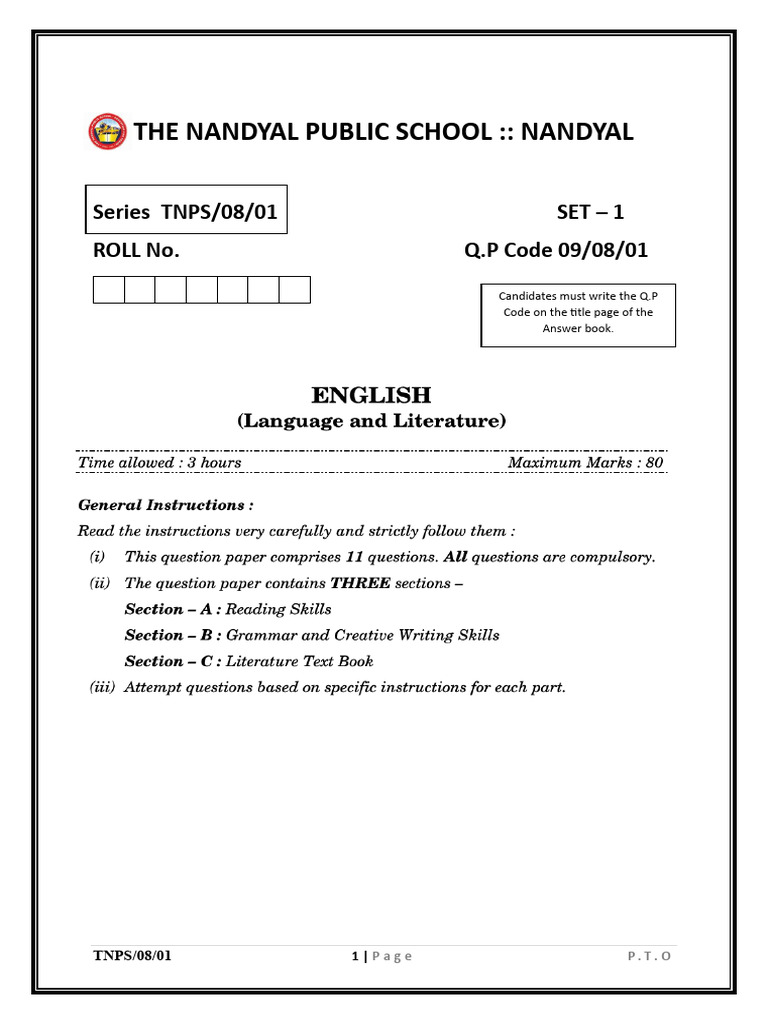 Nandyal Public School Exam Guidelines | PDF