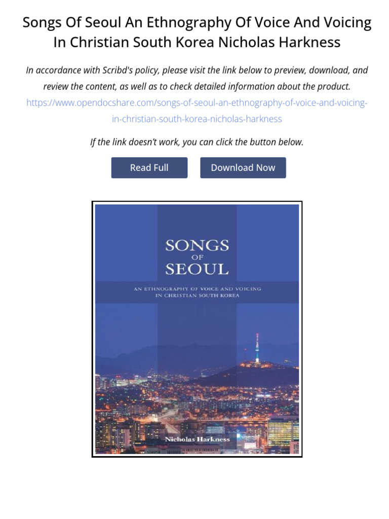 Songs Of Seoul An Ethnography Of Voice And Voicing In Christian South ...