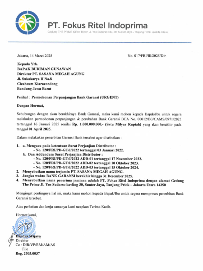 Sr Perpanjangan Bg 00012 Sasana Megah Agung | PDF