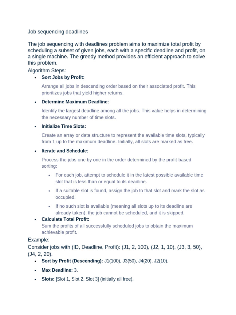 Job Sequencing with Deadlines Explained | PDF | Computational Science ...