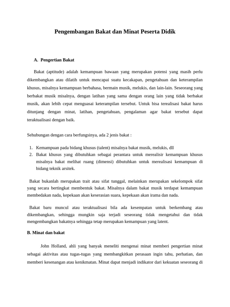 BAB 5 Pengembangan Bakat Dan Minat Peserta Didik | PDF