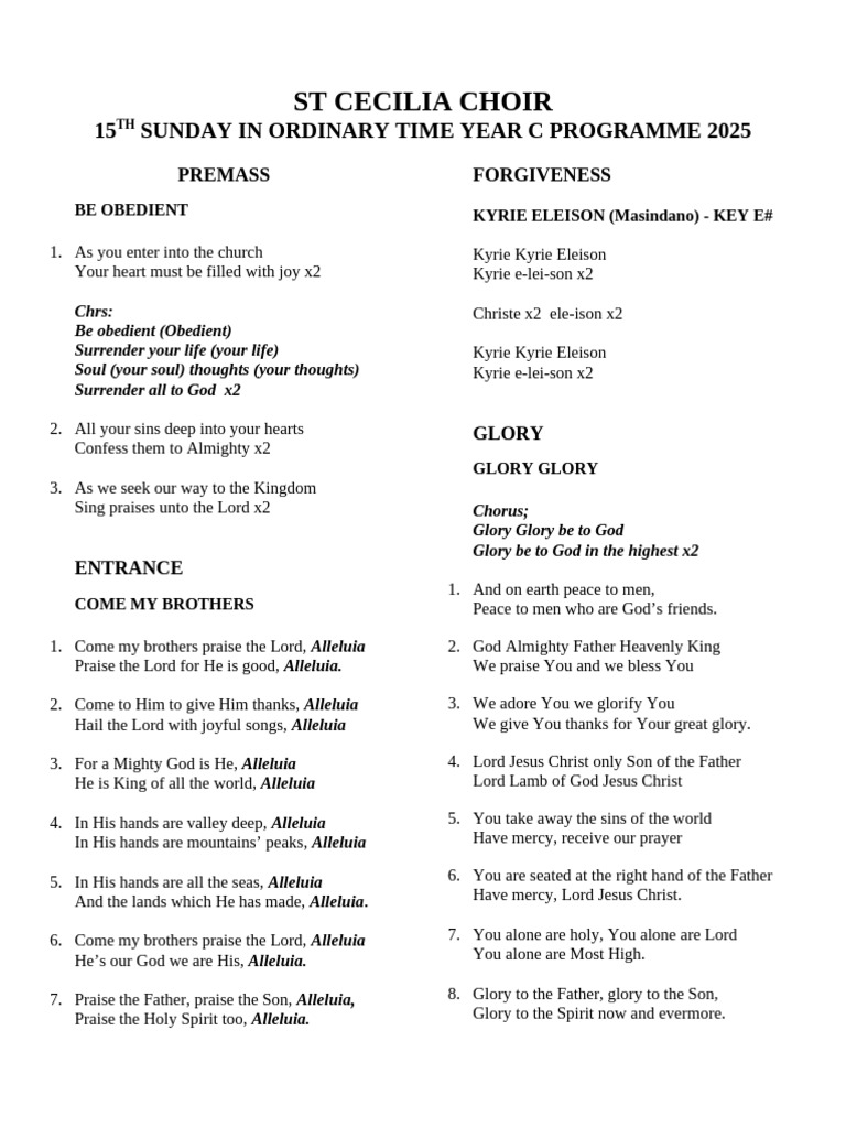 15th Sunday in Ordinary Time Year c | PDF | God The Father | Glory ...