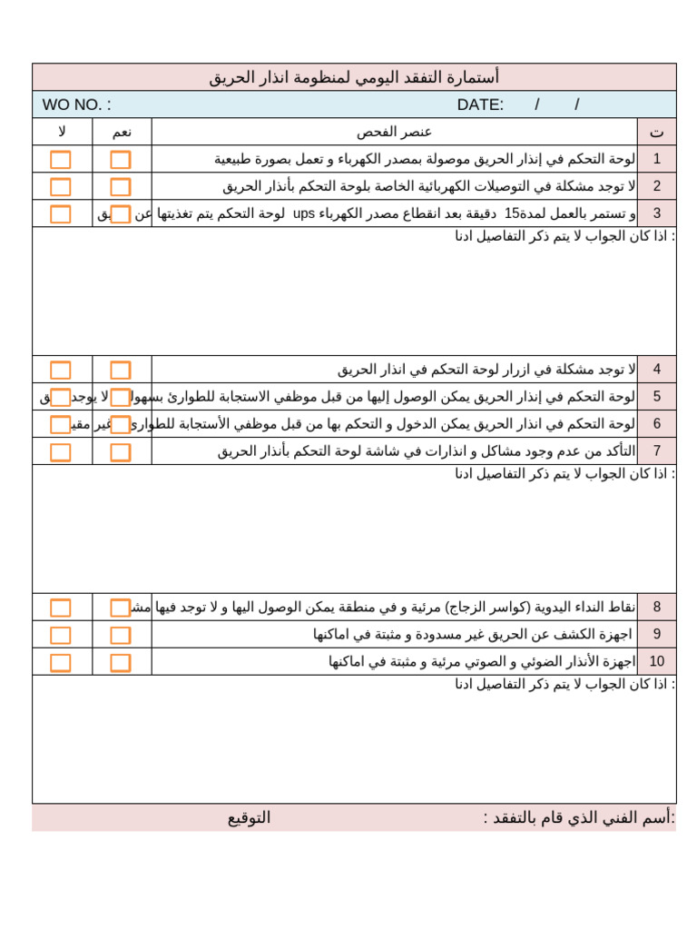 Daily Check List | PDF