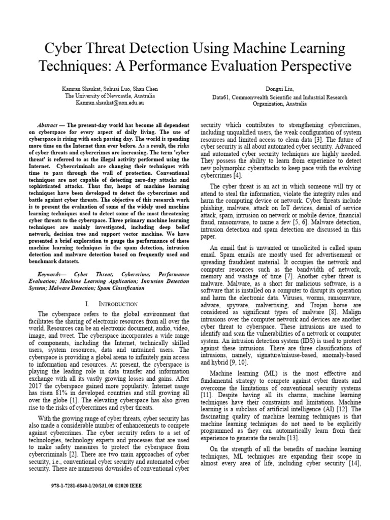 Cyber Threat Detection Using Machine Learning Techniques a Performance ...