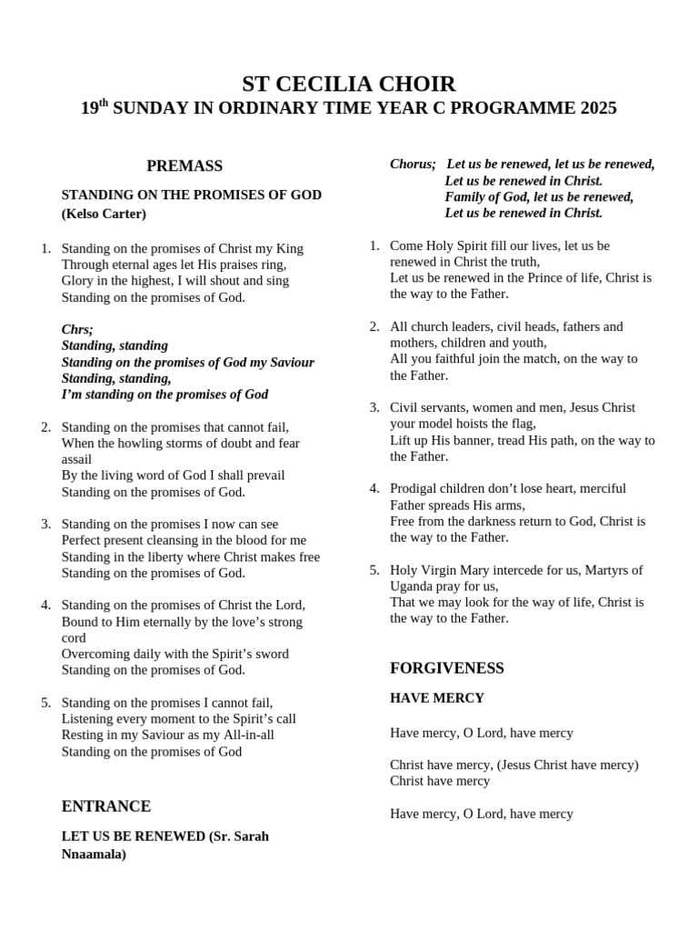 St. Cecilia Choir Program Year C | PDF | Lord's Prayer | God In ...