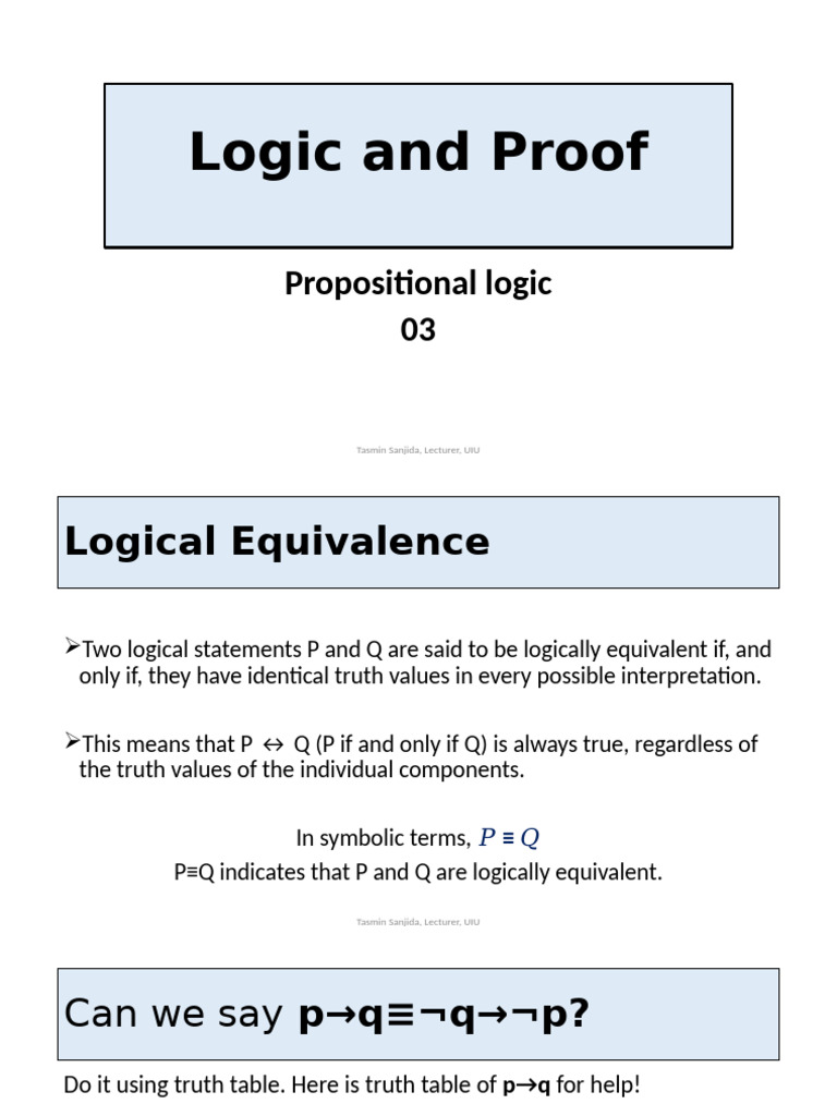 Logic and Proof [03] | PDF | If And Only If | Methodology