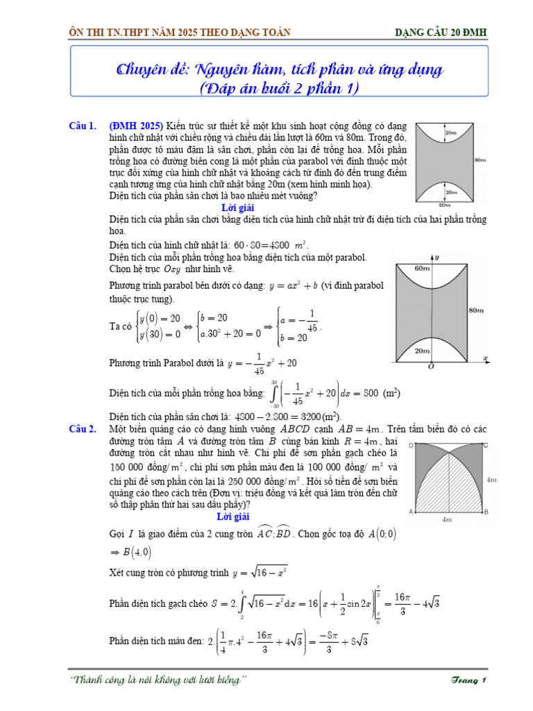 DAP an CD_Nguyen Ham Tich Phan Va Ung Dung_BUOI 2_PHAN 1 | PDF