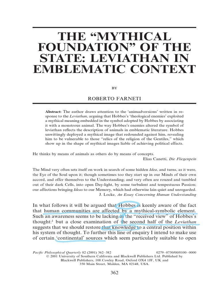 Roberto Farneti 2001 the Mythical Foundation of the State | PDF ...