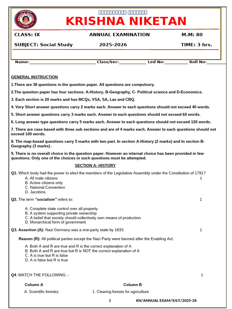 SST_CLASS-IX_25-26 | PDF | Unemployment | Democracy