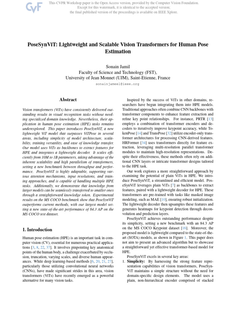 Jamil PoseSynViT Lightweight and Scalable Vision Transformers for Human Pose Estimation CVPRW ...