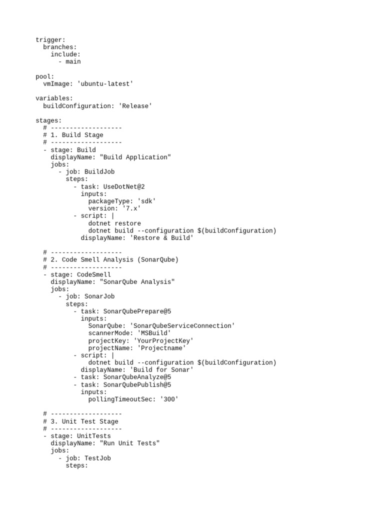 Azure Pipeline for .NET Build & Testing | PDF