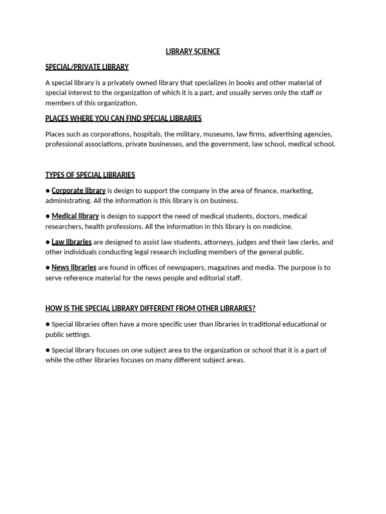 Understanding Special Libraries | PDF