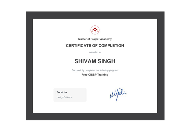 Free CISSP Training Completion Certificate | PDF