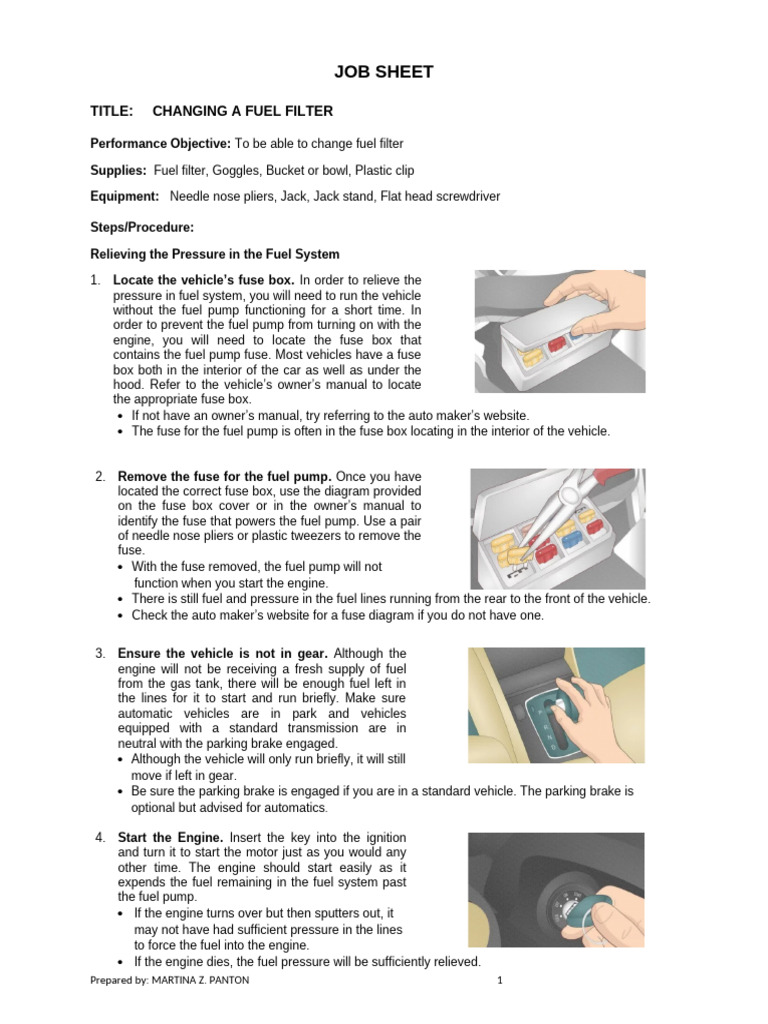 Changing Fuel Filter | PDF | Automatic Transmission | Manufactured Goods