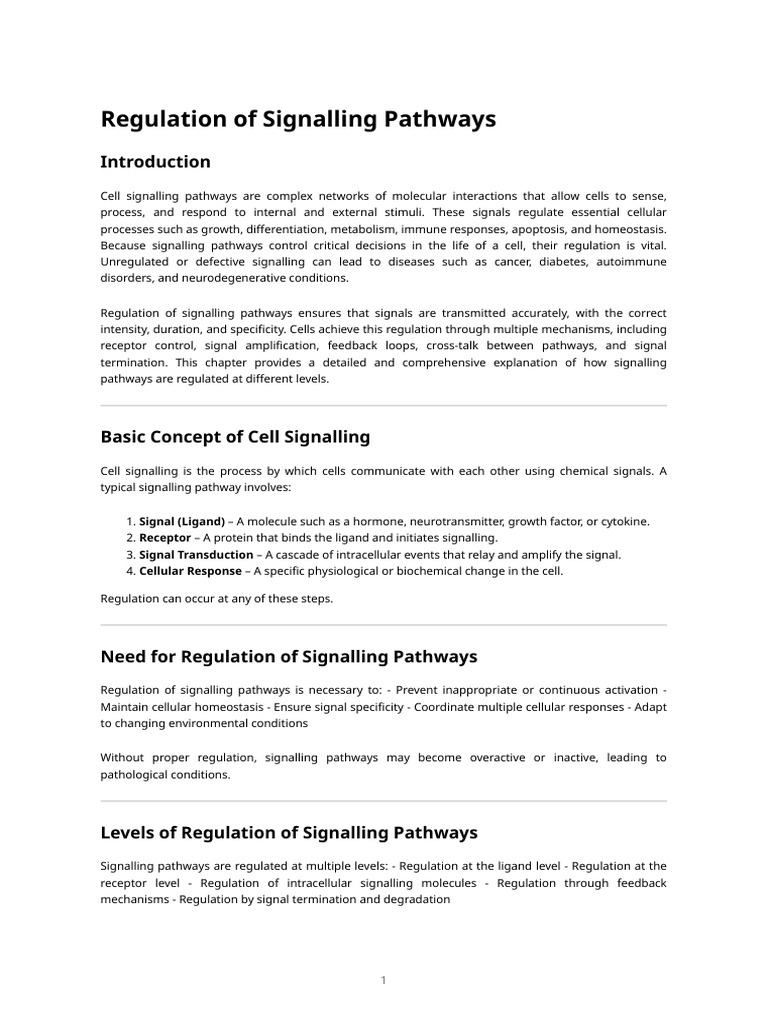 Regulation of Cell Signalling Pathways | PDF | Cell Signaling | Signal ...