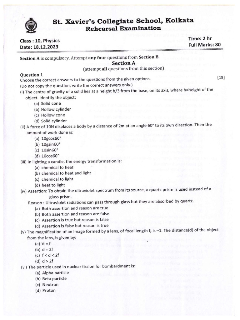 Physics Preboard 2023 | PDF | Heat | Refraction