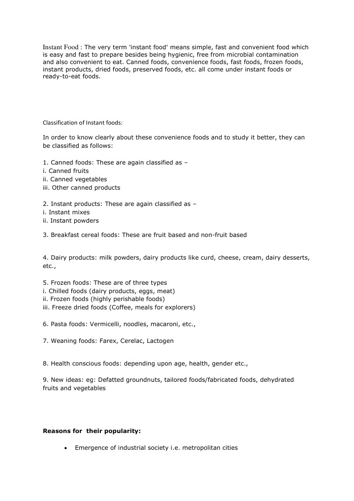 Instant Food | PDF | Convenience Food | Foods
