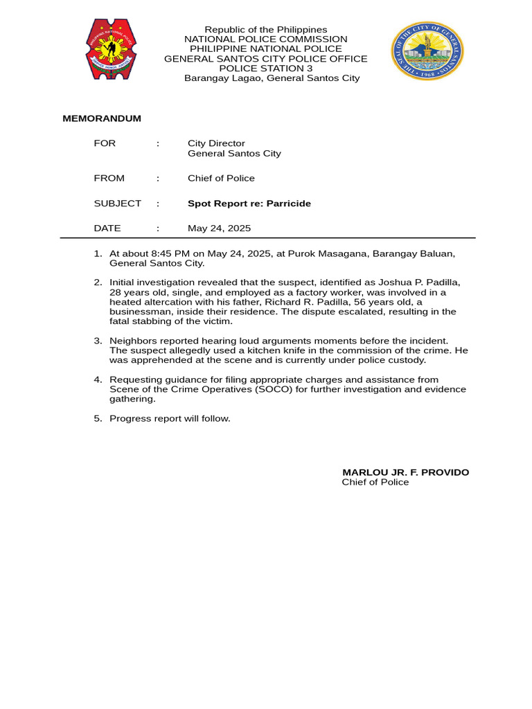 General Santos City Parricide Report | PDF