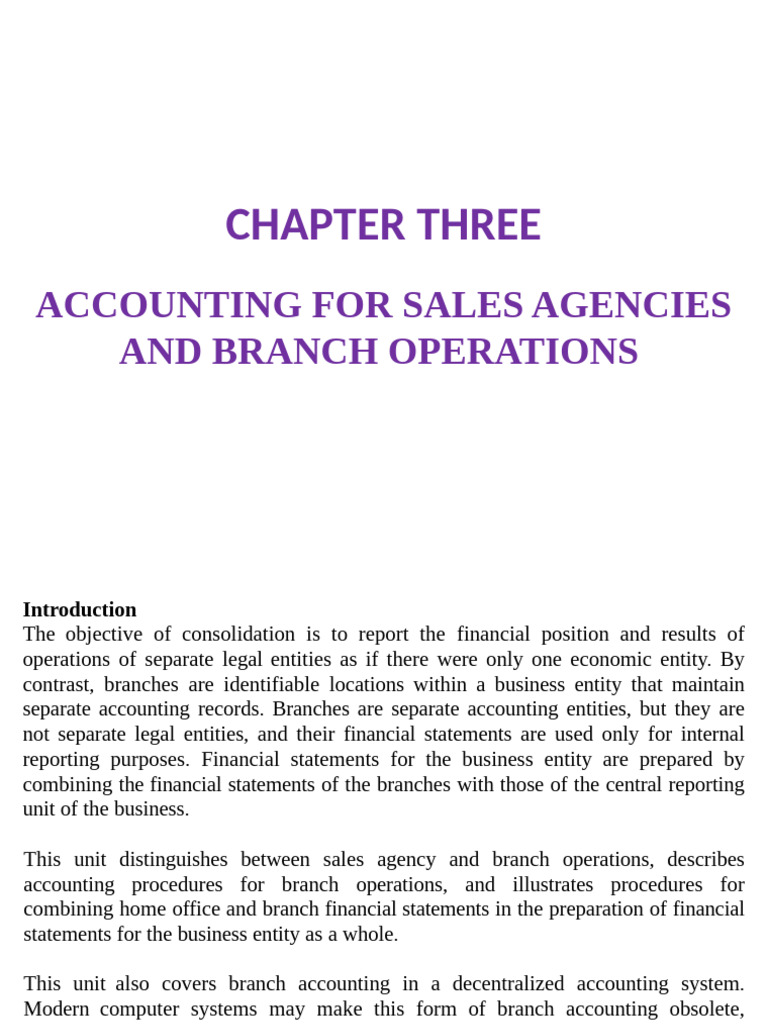 Accounting for Sales Agencies & Branches | PDF | Debits And Credits ...