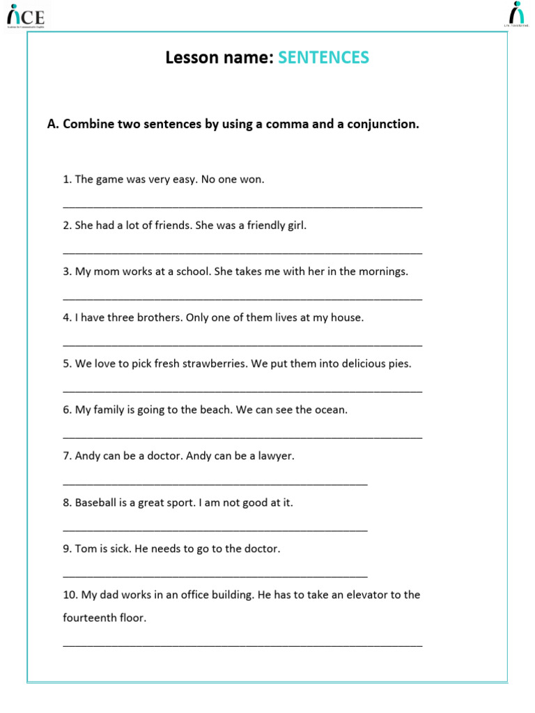 Combining Sentences with Conjunctions | PDF
