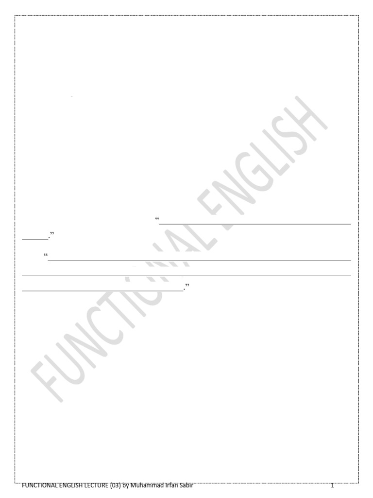 FUNCTIONAL ENGLISH LECTURE 03 | PDF | Verb | Subject (Grammar)