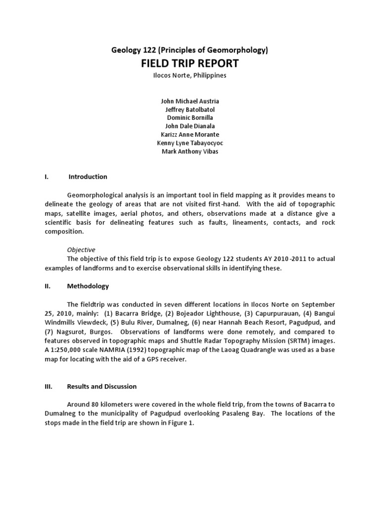 Geology 122 Field Trip Report - updatedPRINT | PDF | Coast | Topography