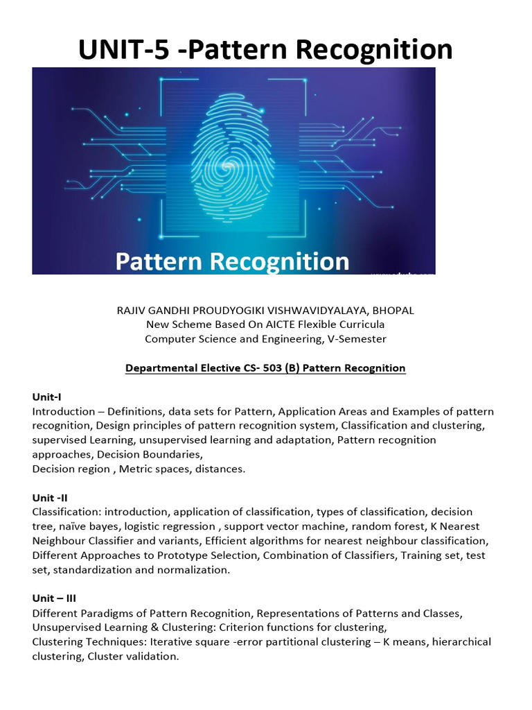 UNIT-5-CS-503(B)__PATTERN_RECOGNIT | PDF | Neuron | Fuzzy Logic