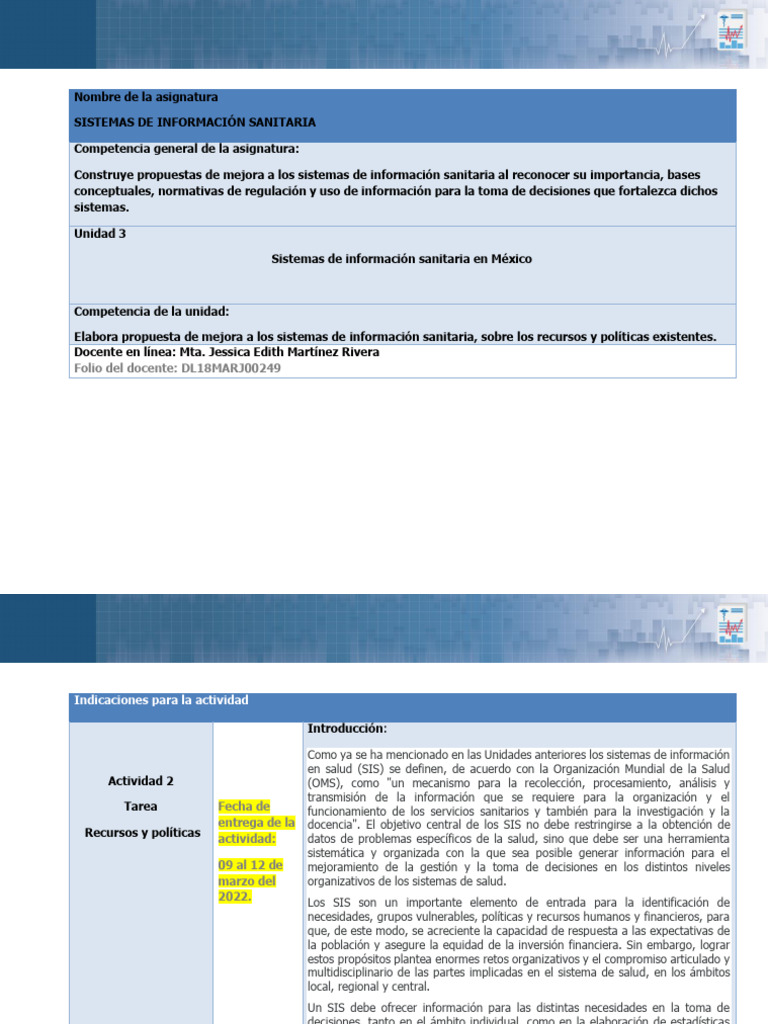 Planeacion Actividad HSIS U3 A2 Tarea (1) | PDF | Sistema de ...