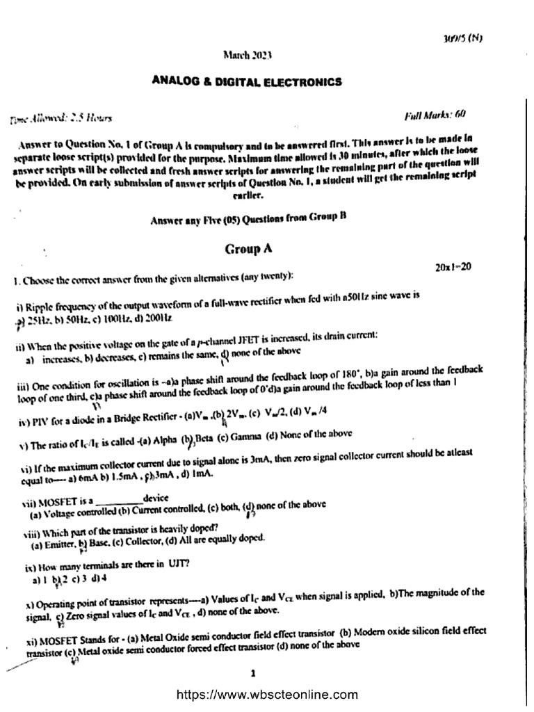 Ee Eeic Eps Eee 3 Sem Analog and Digital Electronics 309 5 n Mar 2023 | PDF
