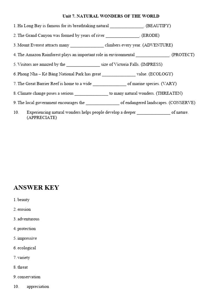 Unit 7 - Word Form Test | PDF